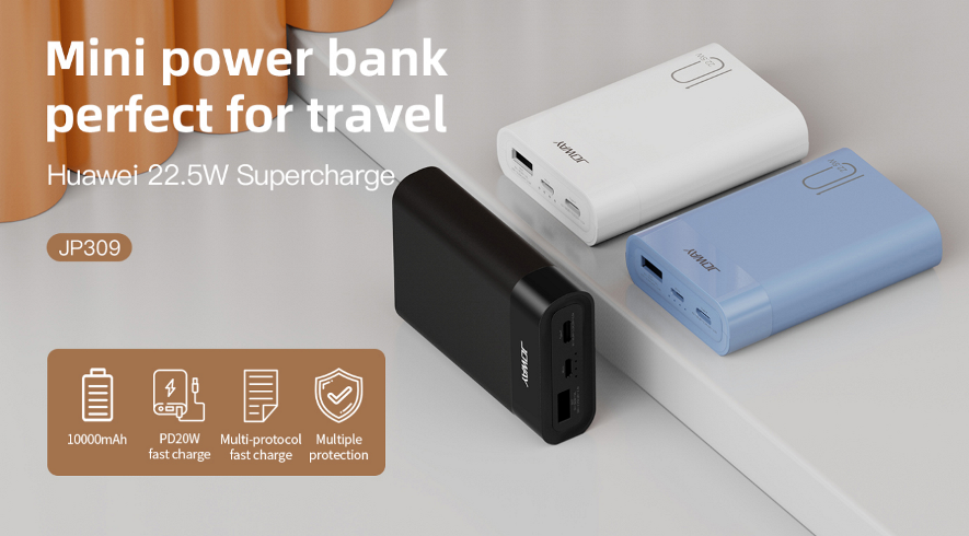 סוללת טעינה וגיבוי אוניברסלית קטנה כולל אינדיקטור לד ג'וי וואי Joway JP309 22.5W 10000mAh